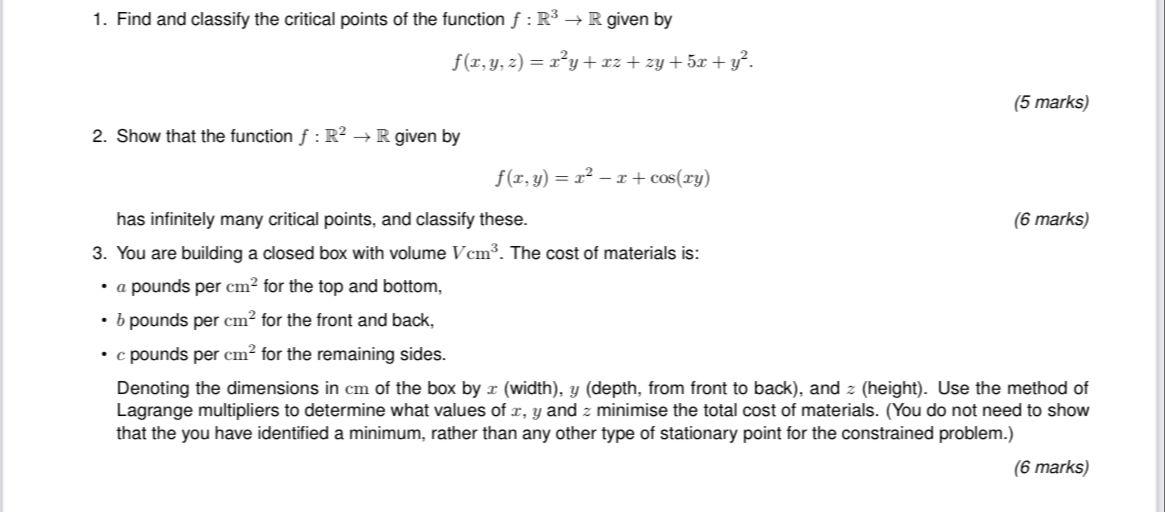 Solved 1. Find and classify the critical points of the | Chegg.com