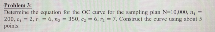 Problem 3: Determine the equation for the OC curve | Chegg.com