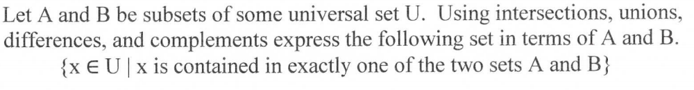 Solved Let A and B be subsets of some universal set U. Using | Chegg.com