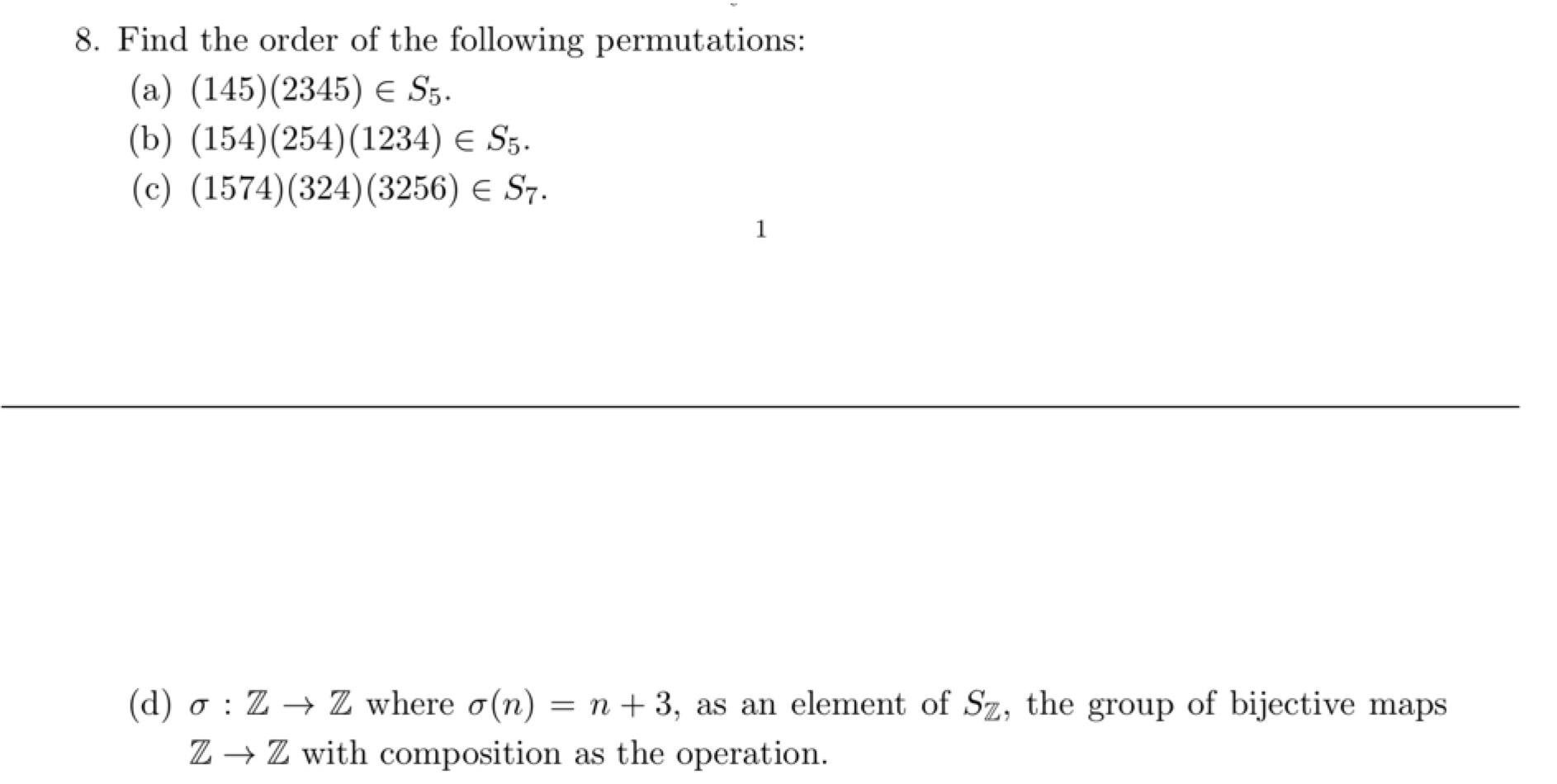 Solved 8. Find the order of the following permutations: (a) | Chegg.com