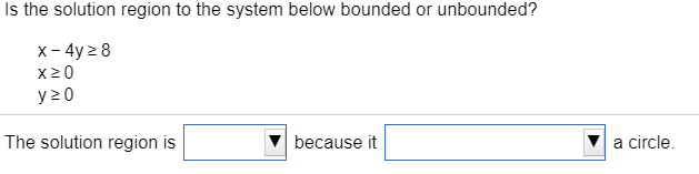 Solved Is the solution region to the system below bounded or | Chegg.com