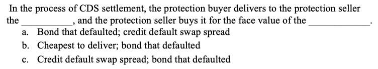 Solved In the process of CDS settlement, the protection | Chegg.com
