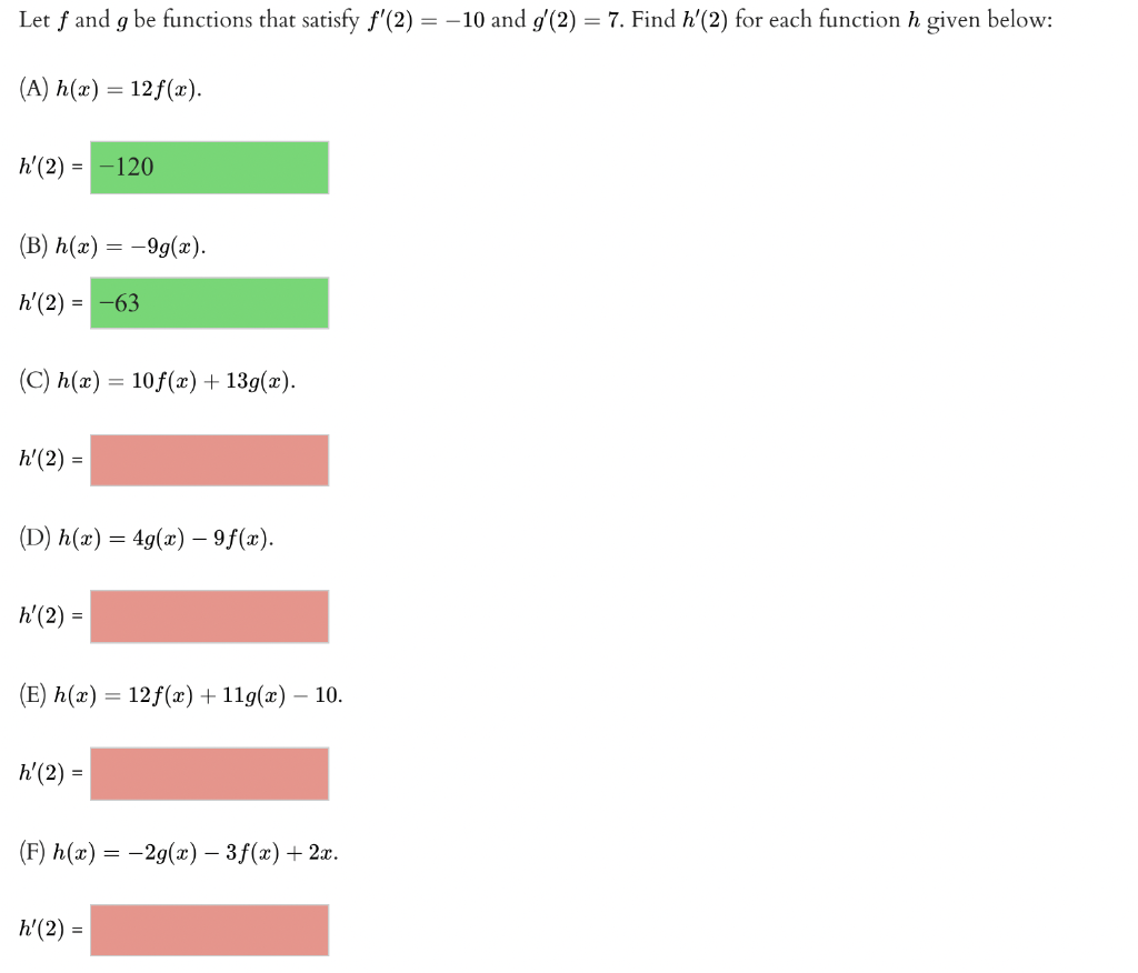 Solved Let f and g be functions that satisfy f'(2) = -10 and | Chegg.com
