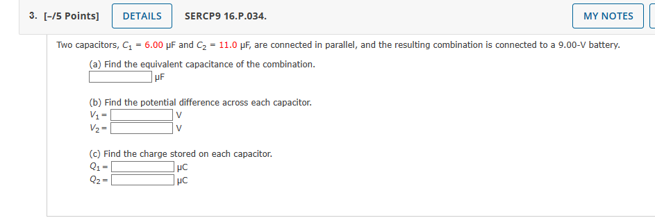 Solved Two capacitors, C1=6.00μF and C2=11.0μF, are | Chegg.com