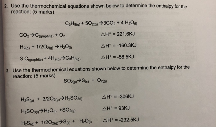 Solved 2. Use the thermochemical equations shown below to | Chegg.com