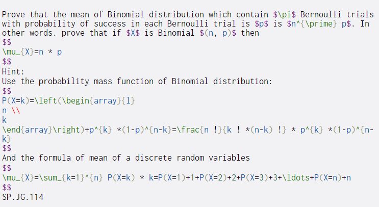 Solved Prove that the mean of Binomial distribution which | Chegg.com