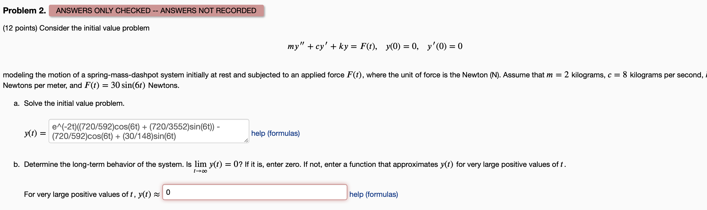 Solved Problem 2. ANSWERS ONLY CHECKED -- ANSWERS NOT | Chegg.com