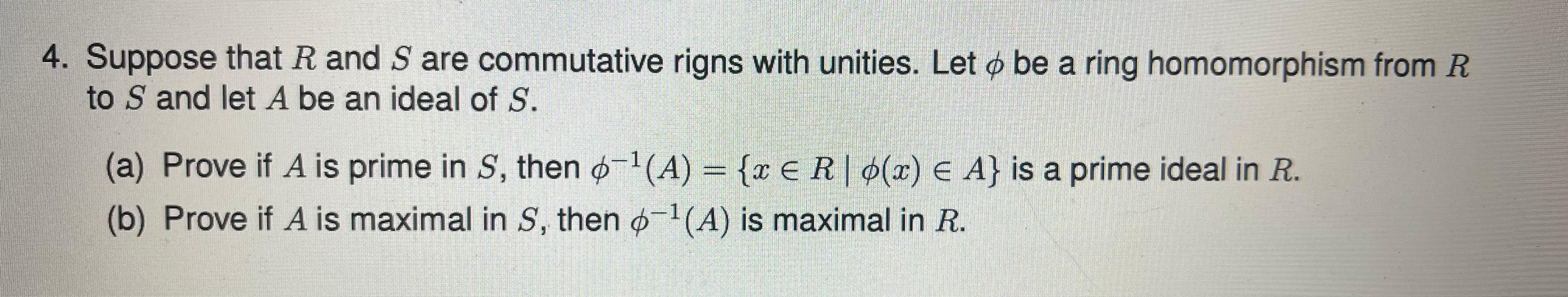 Solved Suppose that R and S are commutative rigns with | Chegg.com