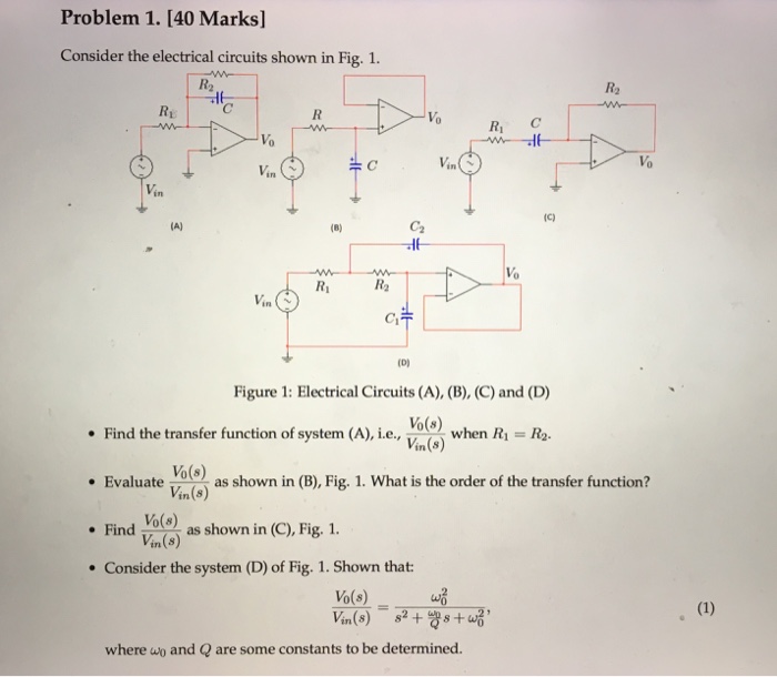 Solved Problem 1. [40 Marks] Consider the electrical | Chegg.com