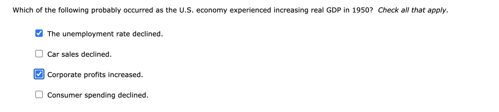 Solved Which of the following probably occurred as the U.S. | Chegg.com