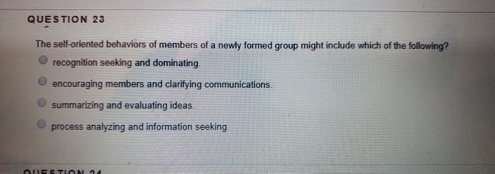 Solved QUESTION 23 The self-oriented behaviors of members of | Chegg.com