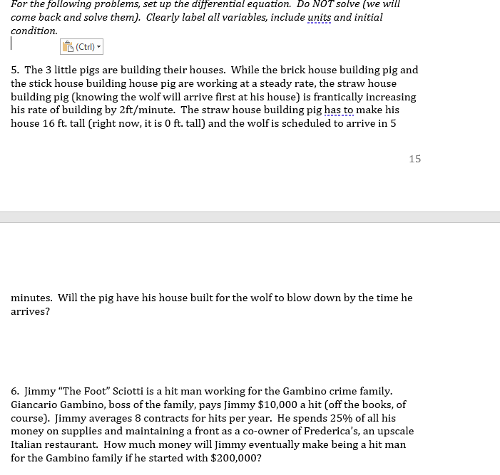 Solved For the following problems, set up the differential | Chegg.com