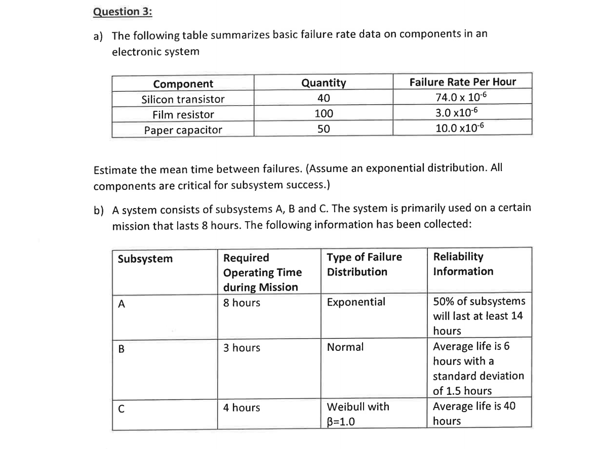 Question 3: a) The following table summarizes basic | Chegg.com