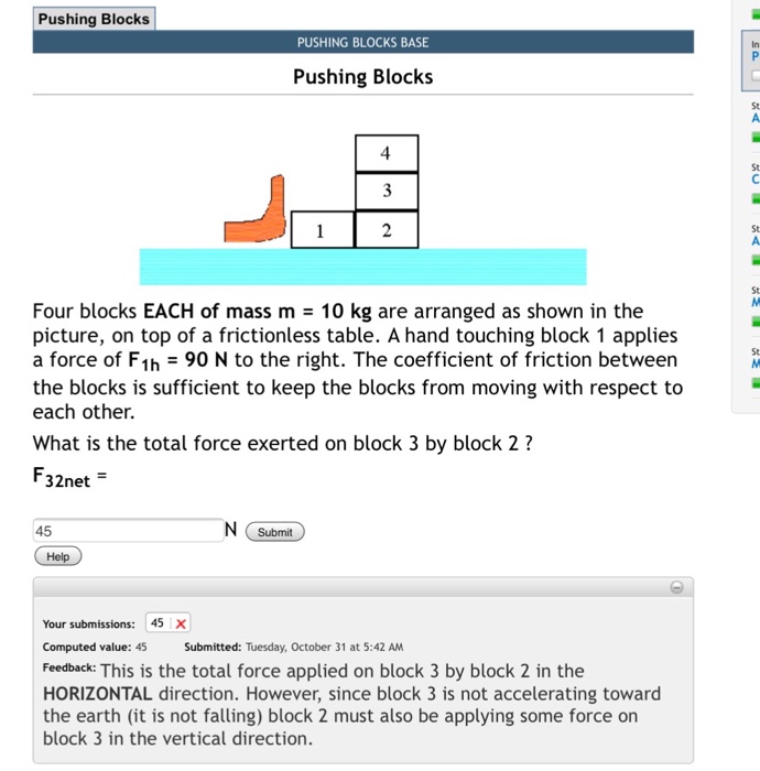 Solved Pushing Blocks PUSHING BLOCKS BASE Pushing Blocks St | Chegg.com