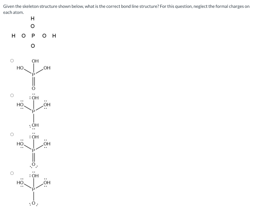 Solved Given the skeleton structure shown below, what is the | Chegg.com