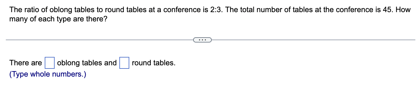 Solved The ratio of oblong tables to round tables at a | Chegg.com