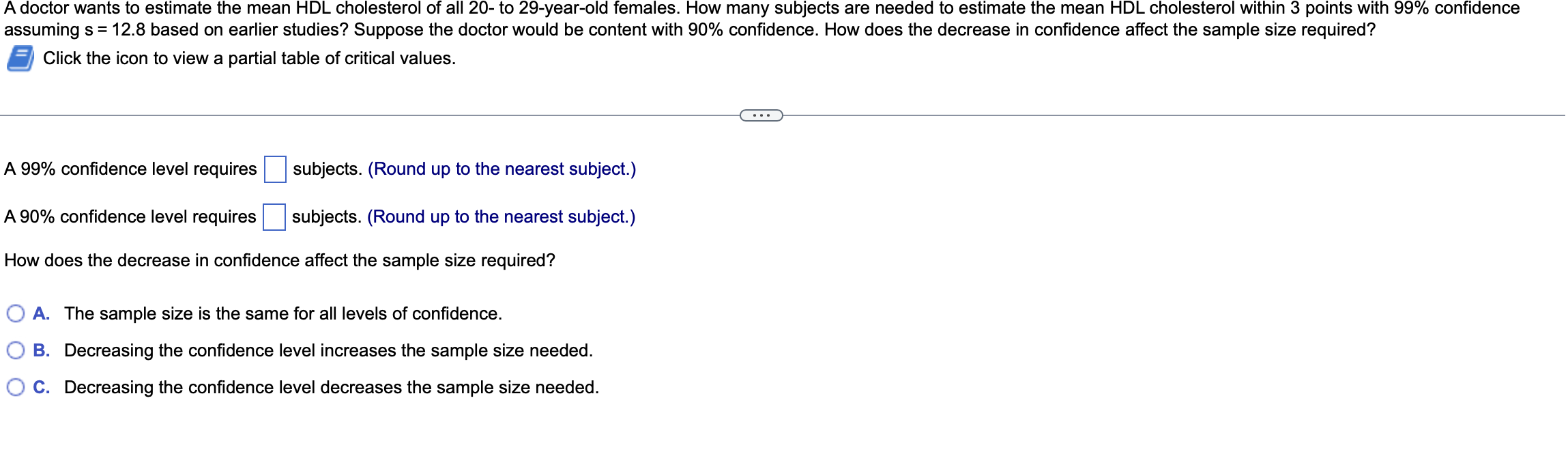 Click the icon to view a partial table of critical | Chegg.com