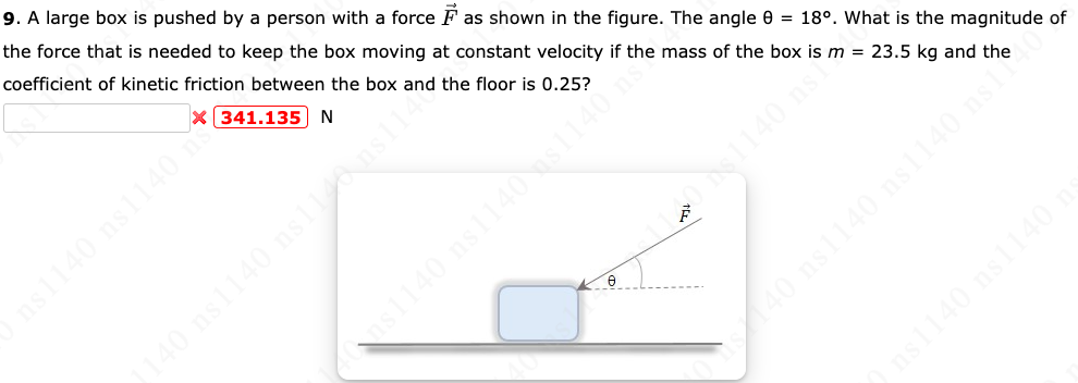 Solved 9. A large box is pushed by a person with a force F | Chegg.com