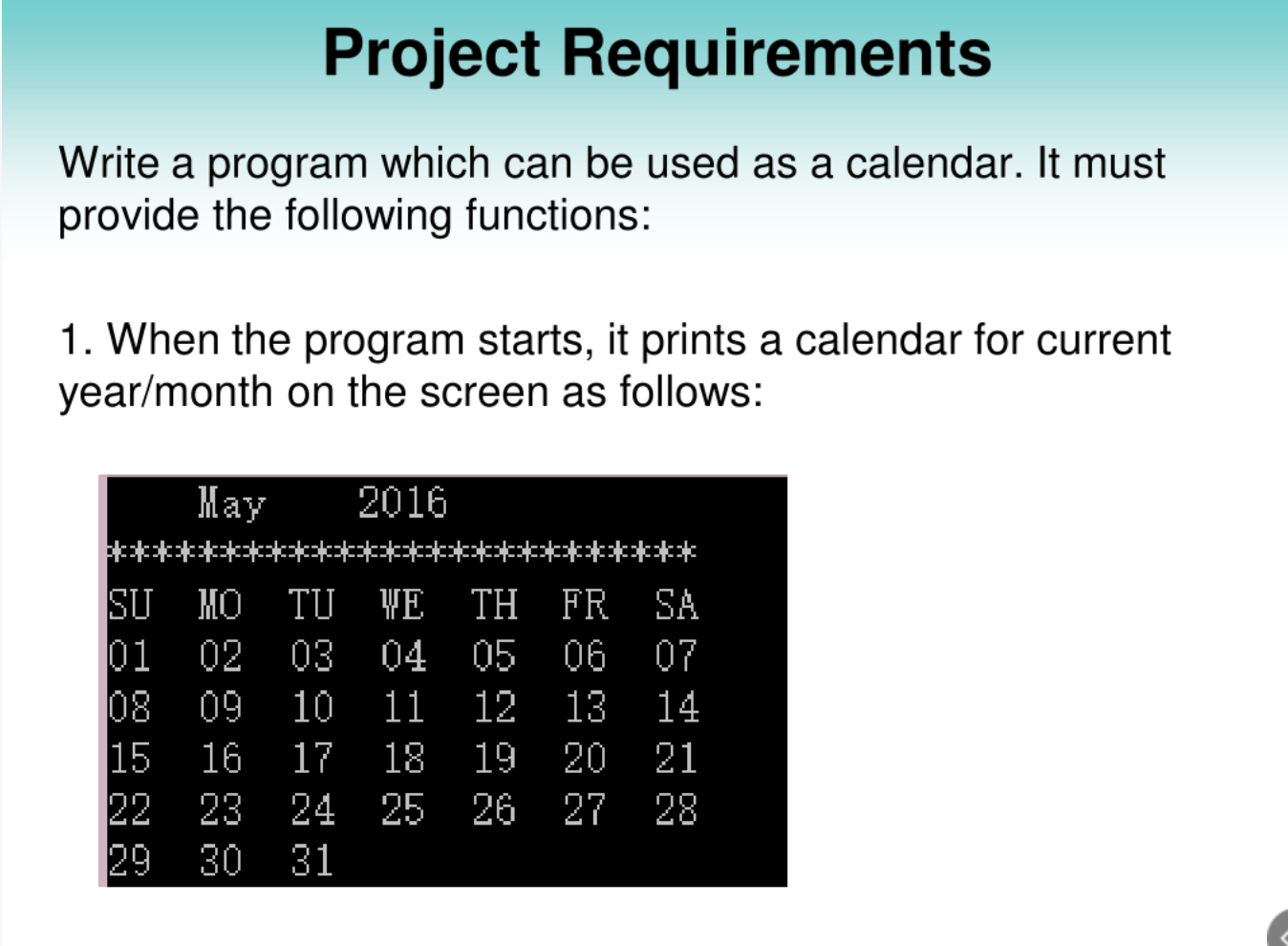 Project Requirements Write a program which can be | Chegg.com