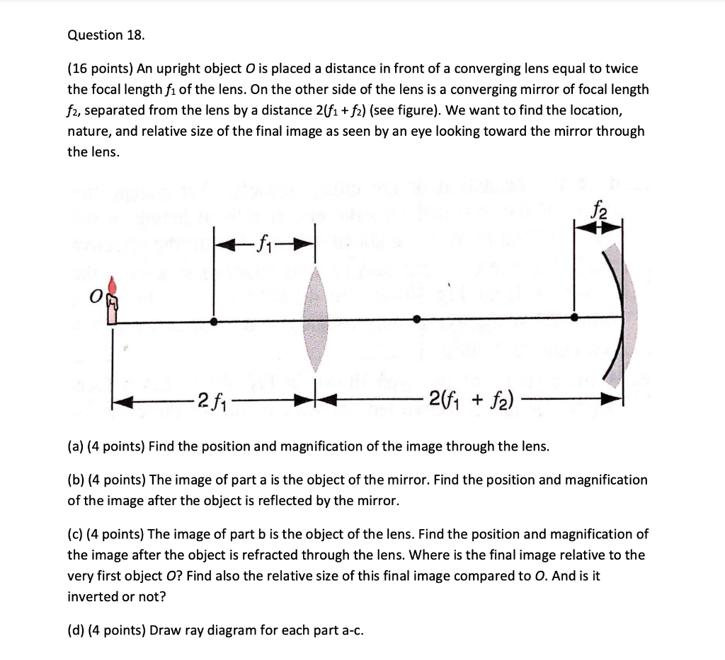 Solved Question 18. (16 points) An upright object O is | Chegg.com