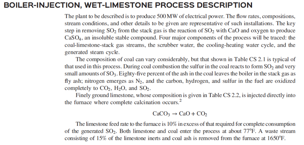 SO2 Removal from Power- Plant Stack Gases* CASE STUDY | Chegg.com