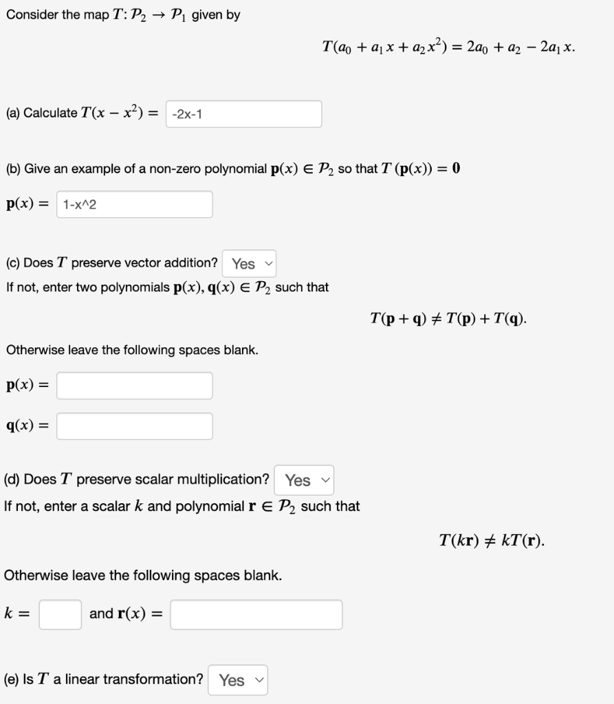 Solved Consider the map T:P2→P1 given by | Chegg.com