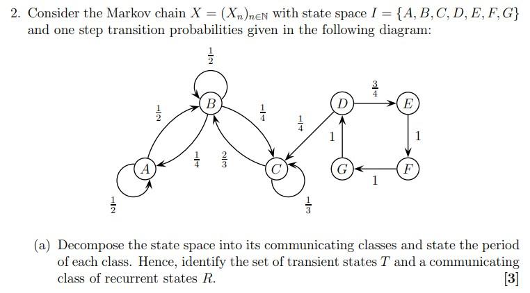 Solved 2. Consider the Markov chain X=(Xn)n∈N with state | Chegg.com