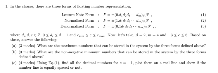 Solved 1. In the classes, there are three forms of floating | Chegg.com