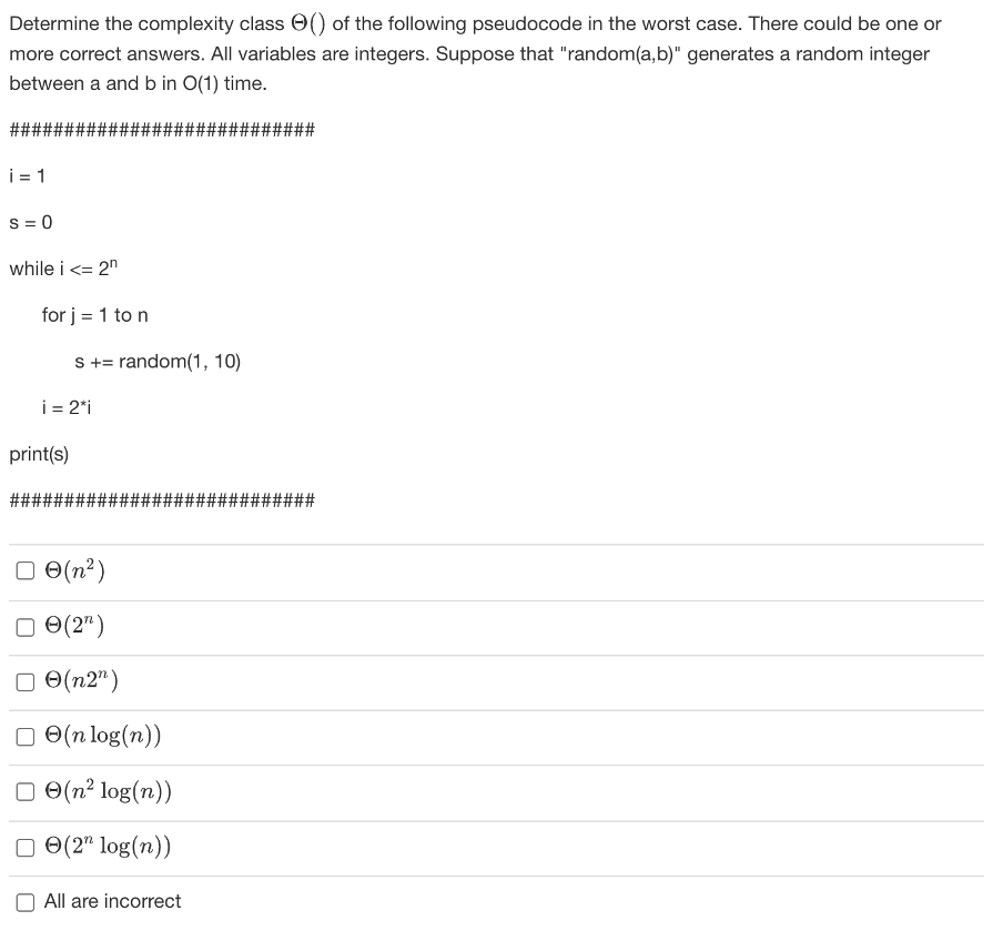 Solved Determine the complexity class () of the following | Chegg.com