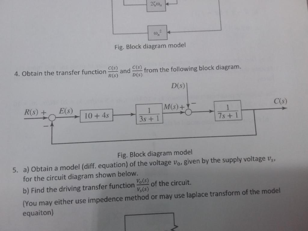 Solved 4. Obtain the transfer function R(s)C(s) and D(s)C(s) | Chegg.com