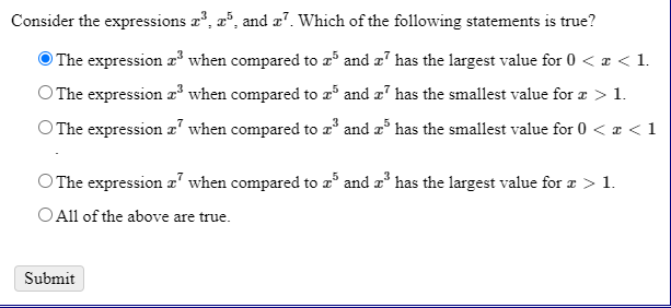 Solved Consider the expressions 2", 2", and x? Which of the | Chegg.com