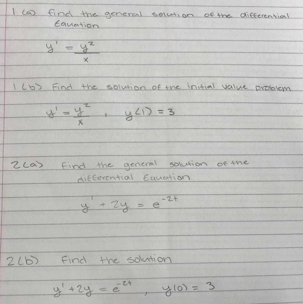 Solved | I la find the general solution Equation of the | Chegg.com