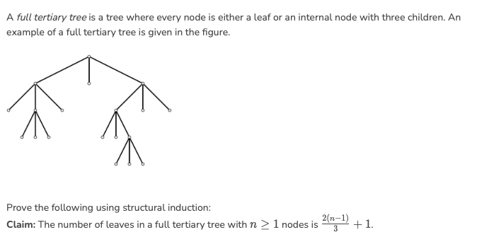 Solved A full tertiary tree is a tree where every node is | Chegg.com