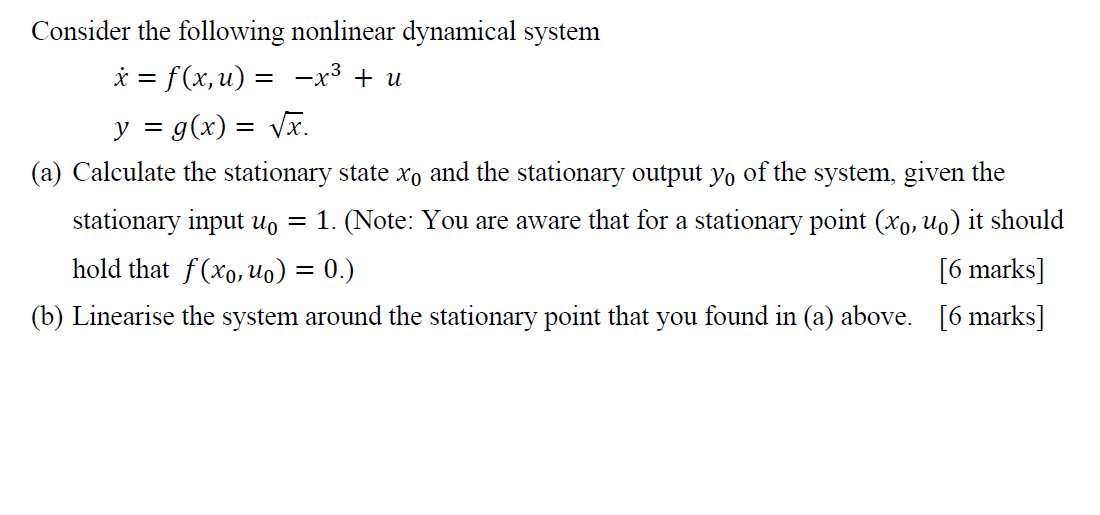 Solved Consider the following nonlinear dynamical system | Chegg.com