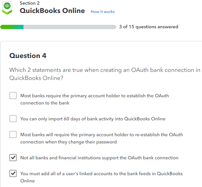 Solved Section 2 QuickBooks Online How it works 3 of 15 | Chegg.com