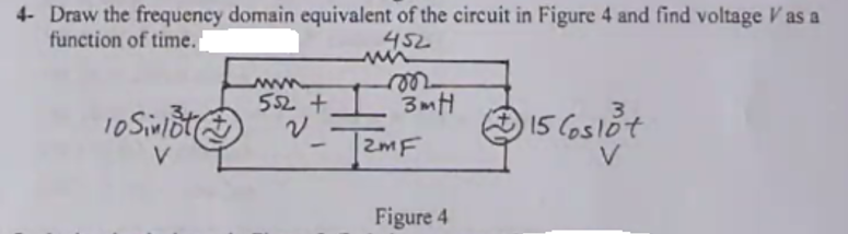 Solved 4- Draw the frequency domain equivalent of the | Chegg.com