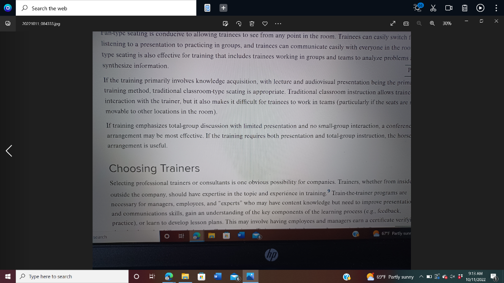 Solved Selecting and Preparing the Training Site The | Chegg.com