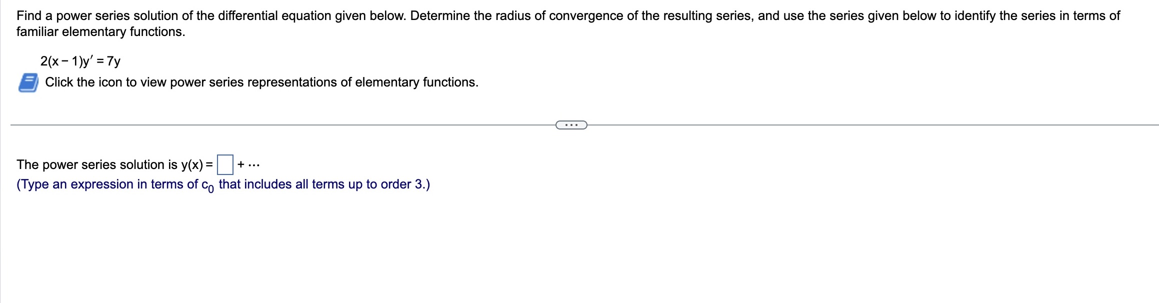 Solved familiar elementary functions. 2(x−1)y′=7y Click the | Chegg.com