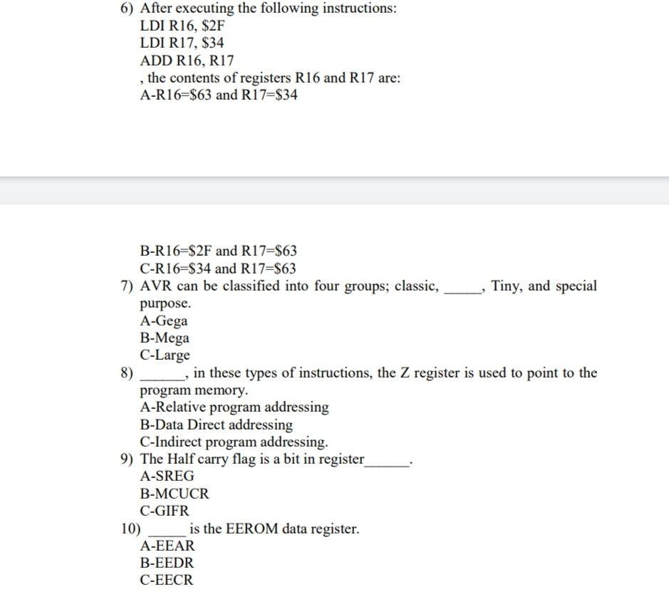 Solved 6) After executing the following instructions: LDI | Chegg.com
