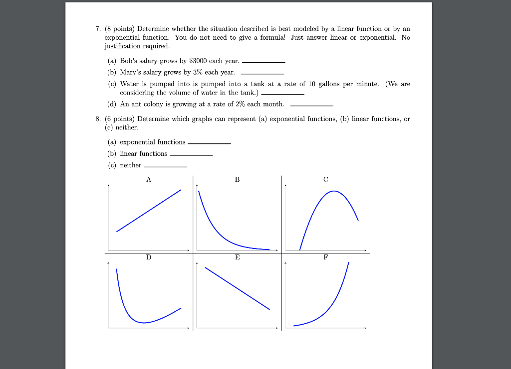 Solved 7. (8 points) Determine whether the situation | Chegg.com