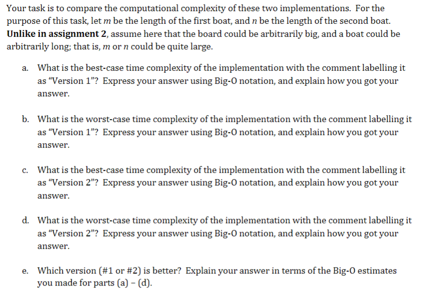 Your task is to compare the computational complexity | Chegg.com