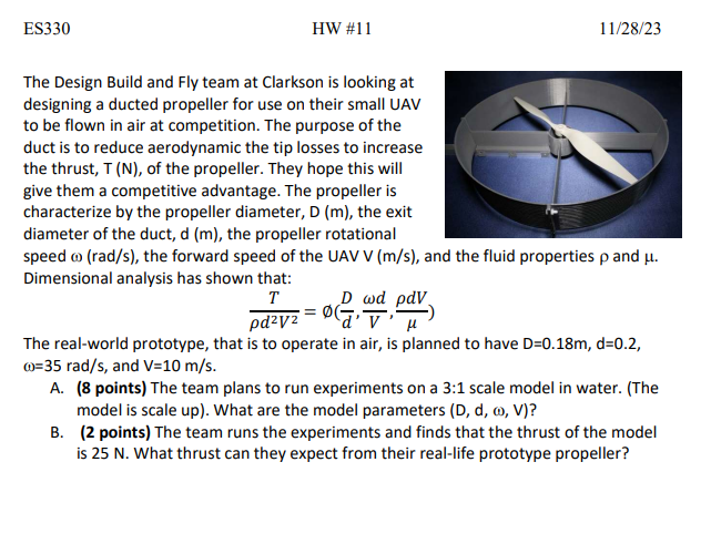 Solved ES330 HW \#11 11/28/23 The Design Build and Fly team | Chegg.com