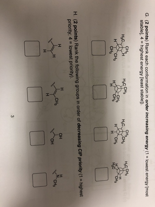 Solved G. (2 points) Rank each conformation in order | Chegg.com