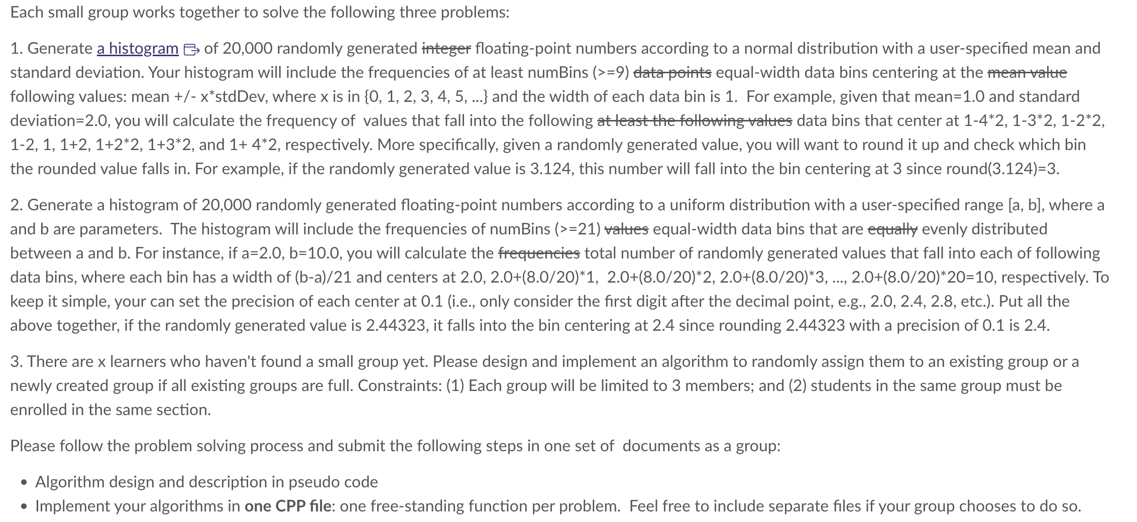 Solved 1. Generate a histogram ∃ of 20,000 randomly | Chegg.com