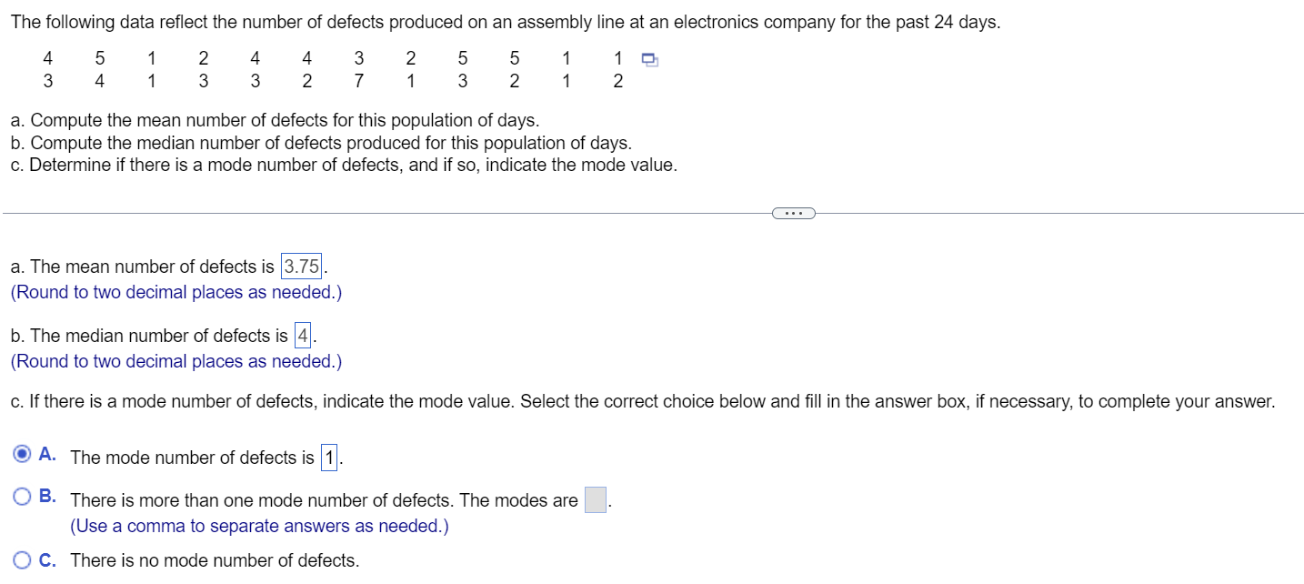 Solved a. Compute the mean number of defects for this | Chegg.com
