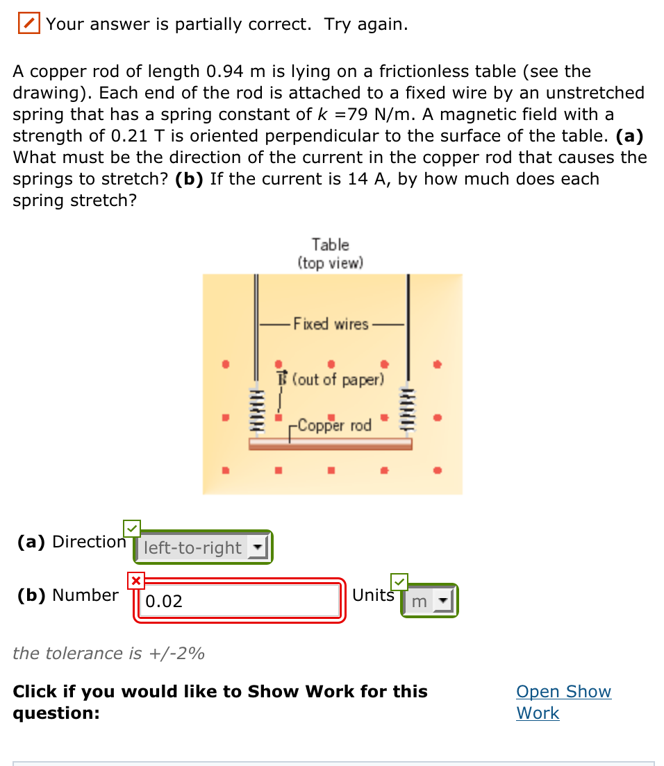 Solved Your answer is partially correct. Try again. A copper | Chegg.com