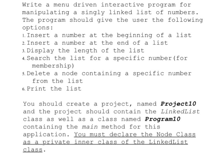 Solved Write a menu driven interactive program for | Chegg.com