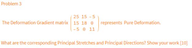 Solved The Deformation Gradient Matrix ⎝⎛2515−515180−5011⎠⎞