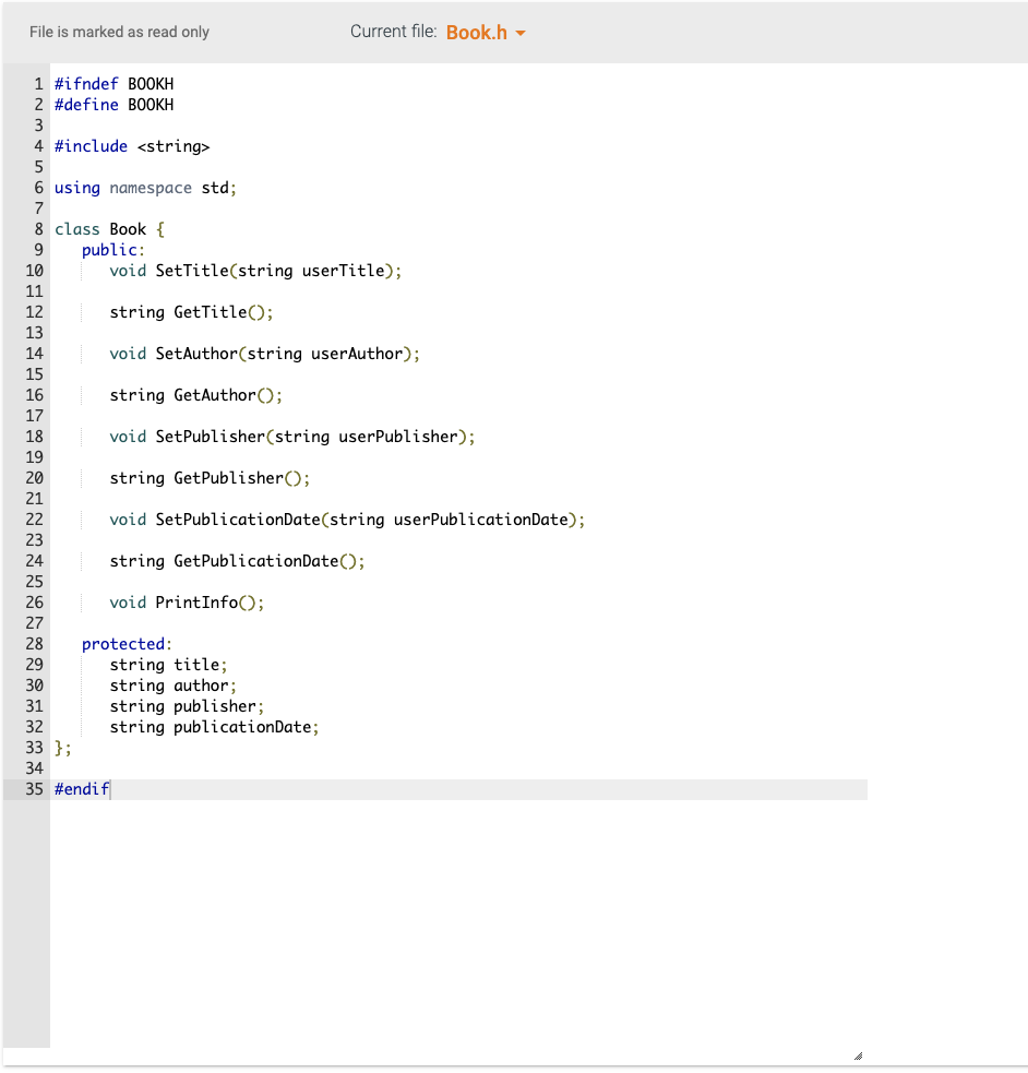 Solved Given main() and a base Book class, define a derived | Chegg.com