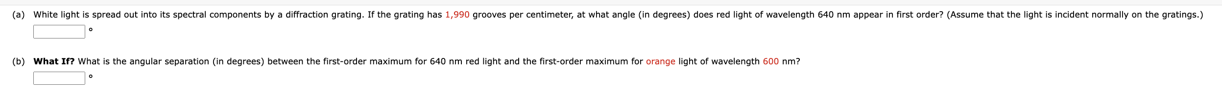 Solved (b) What If? What is the angular separation (in | Chegg.com